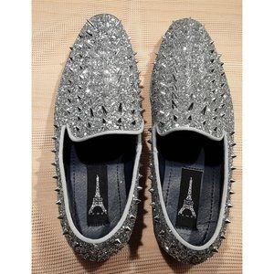 Enzo Romeo | Shoes | New Enzo Silver Spike Shoes Slip On Loafers ...